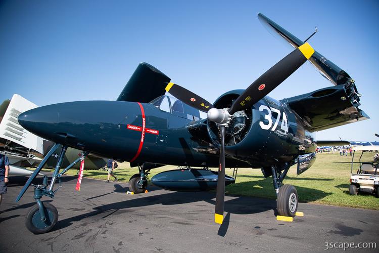 NX7629C Grumman F7F Tigercat 374 Fine Art Print by Adam Romanowicz