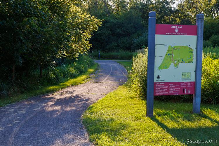 Poplar Creek Bike Trail Sign Fine Art Print by Adam Romanowicz