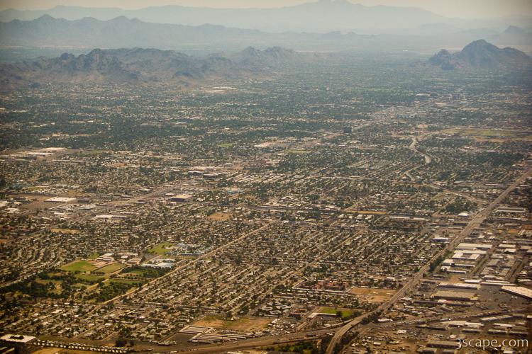 Aerial view of Phoenix urban sprawl Photograph by Adam Romanowicz