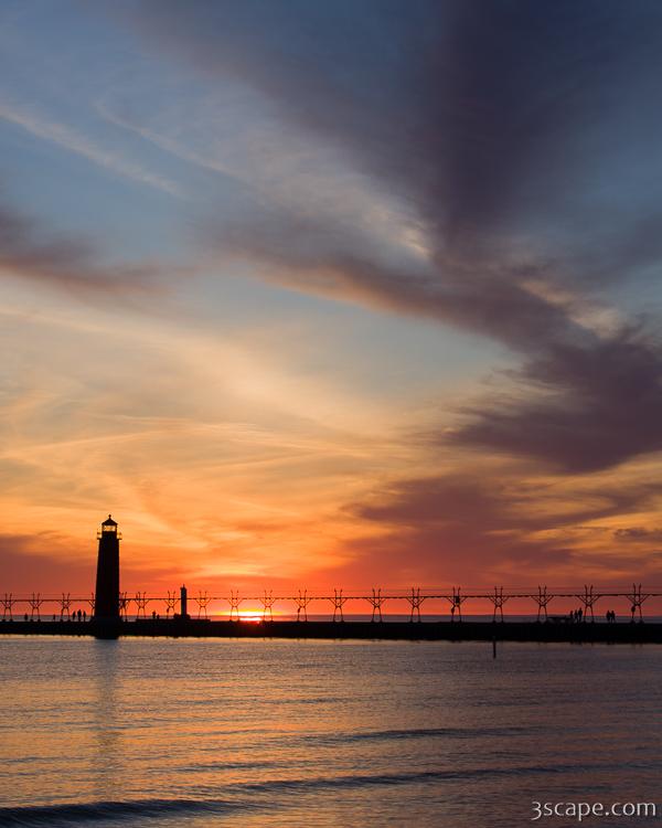 Lake Michigan sunset with bold sky Fine Art Print by Adam Romanowicz