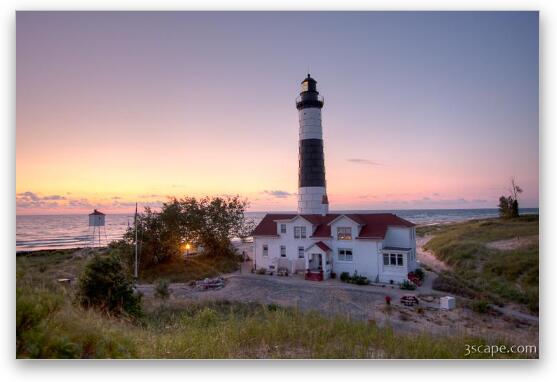 Big Sable Point Lighthouse at Sunset Fine Art Print by Adam Romanowicz