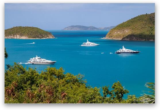 Mega Yachts in Mahi Bay Fine Art Print by Adam Romanowicz