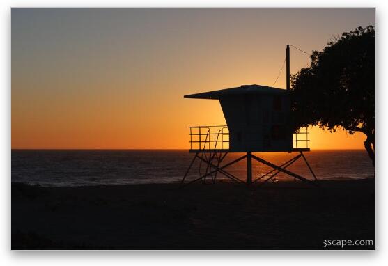 California Life Guard Shack at Sunset Fine Art Print by Adam Romanowicz