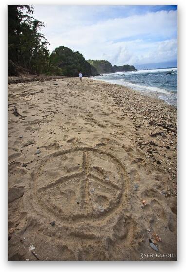 Peace sign in the sand Fine Art Print by Adam Romanowicz